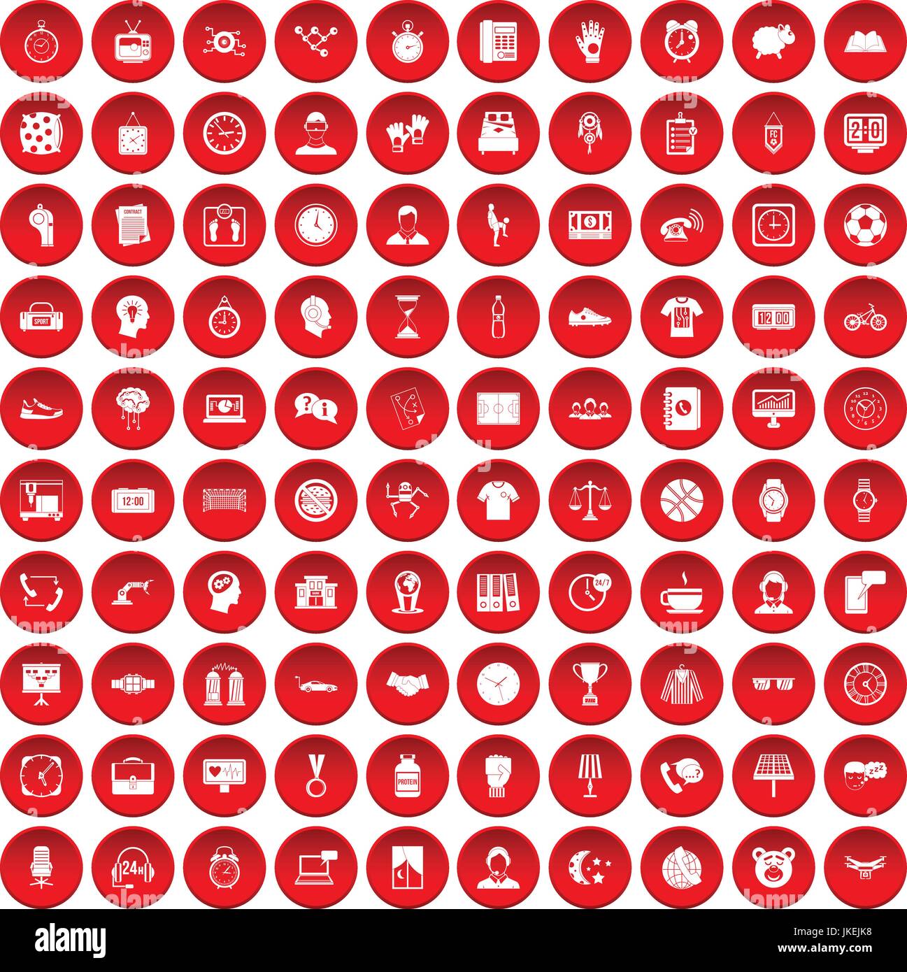 100 clock icons set red Stock Vector Image & Art - Alamy