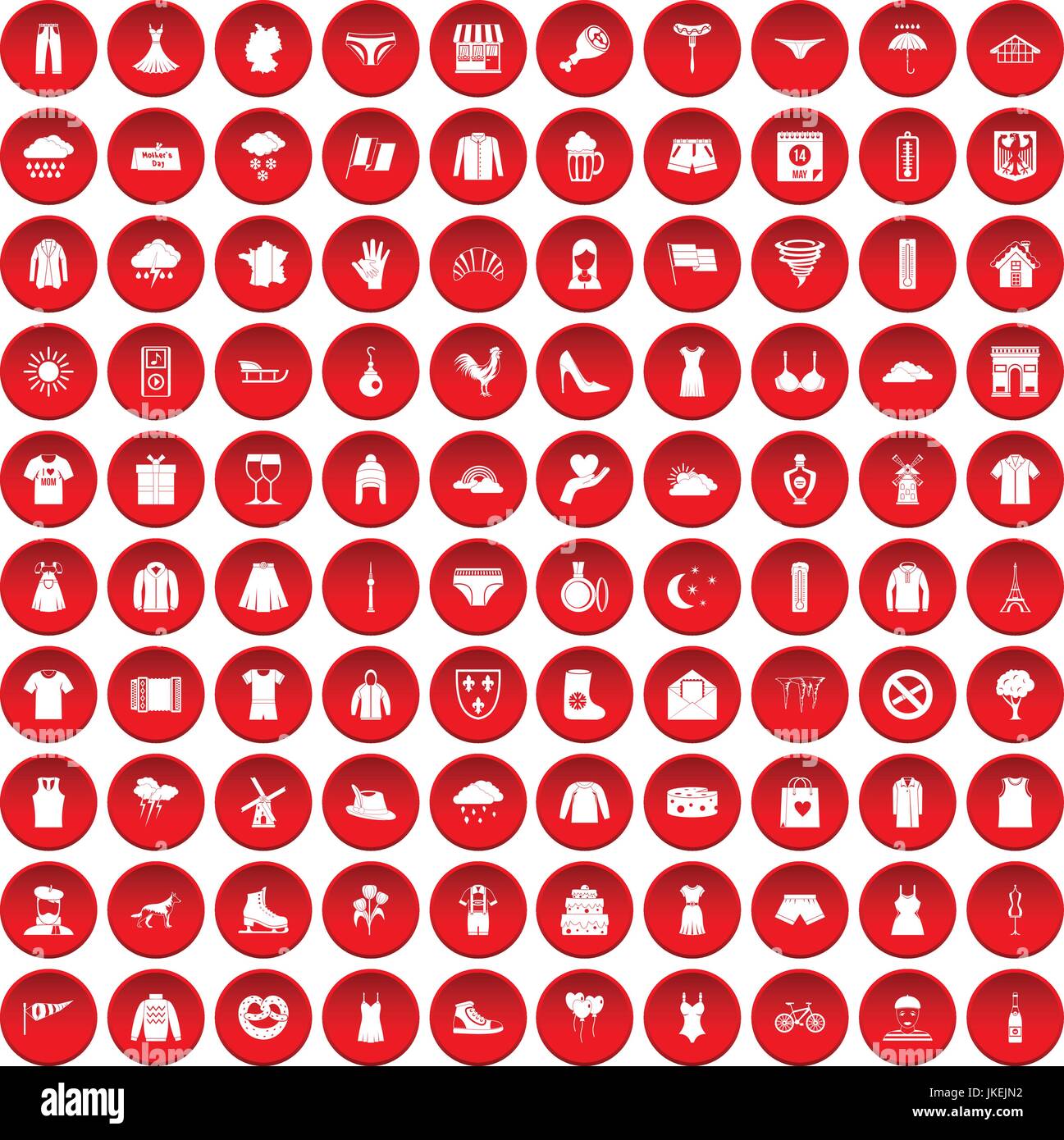 100 clothing icons set red Stock Vector Image & Art - Alamy