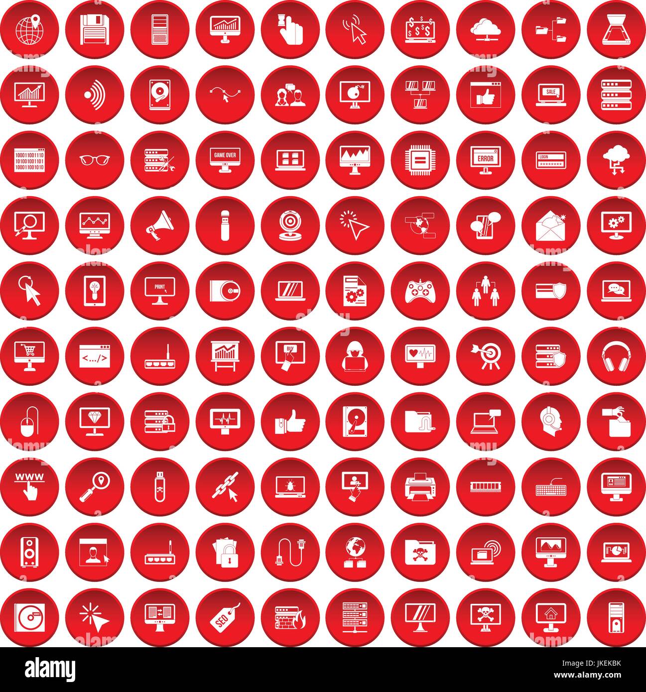 100 computer icons set red Stock Vector Image & Art - Alamy