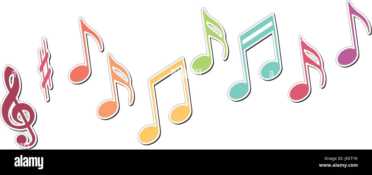 Illustration of colorful music notes Stock Vector Image & Art - Alamy