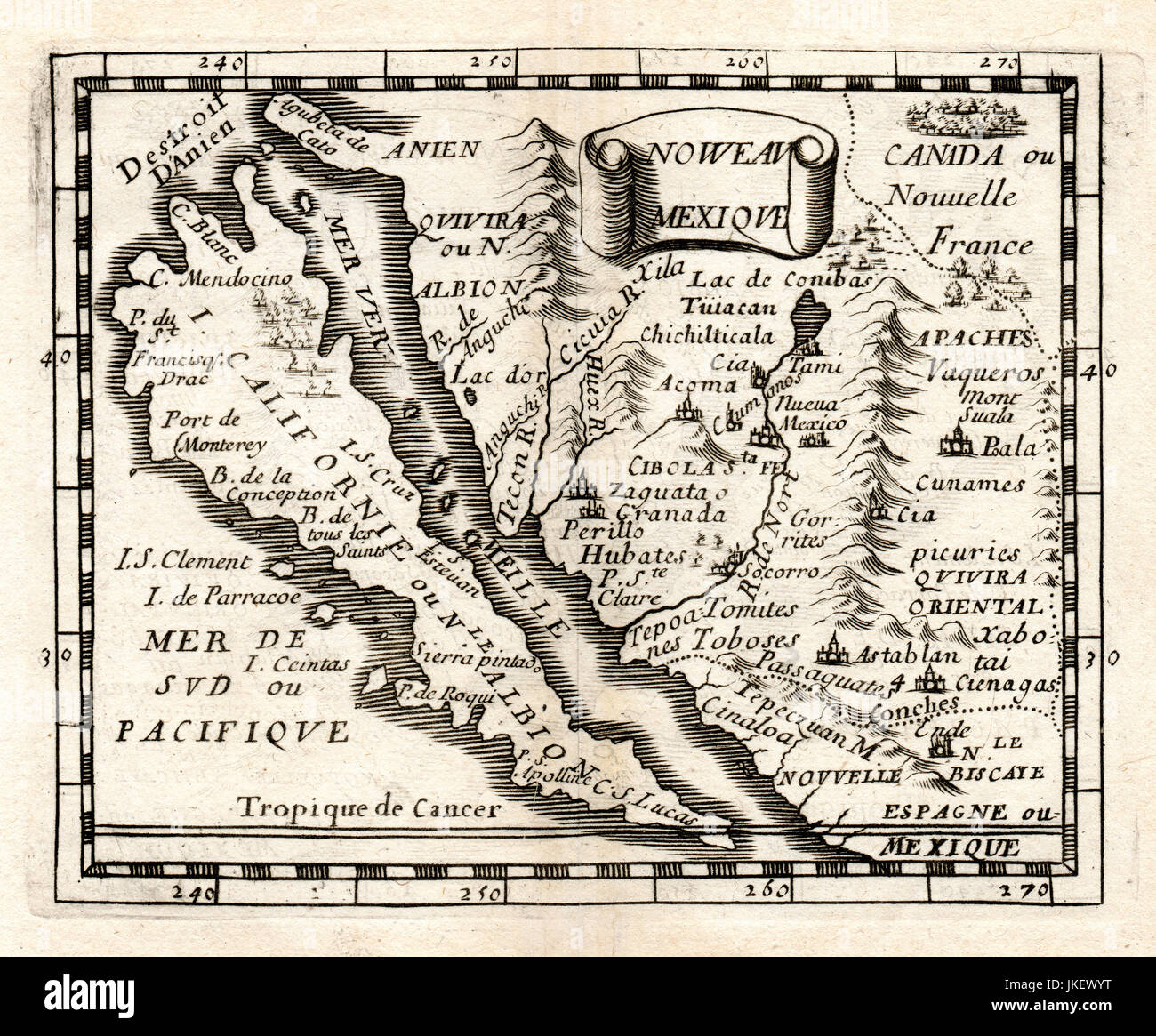 1663 Duval Map of Spanish New Mexico and California Island including ...