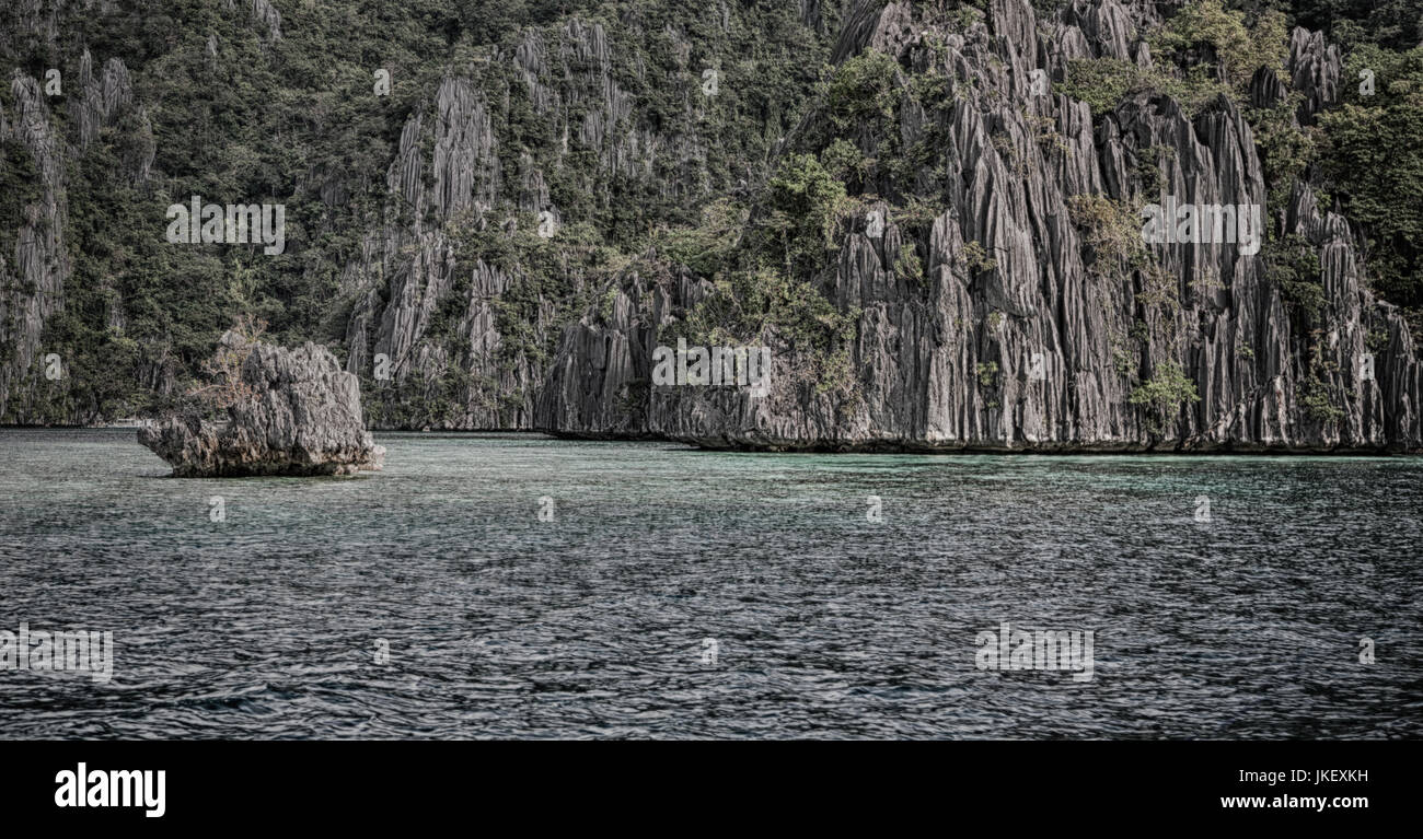 in philippines view from a cliff of the beautiful paradise bay and ...