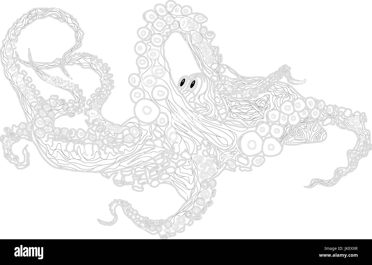 Monochrome hand drawn illustration of octopus. Design for T-shirt ...