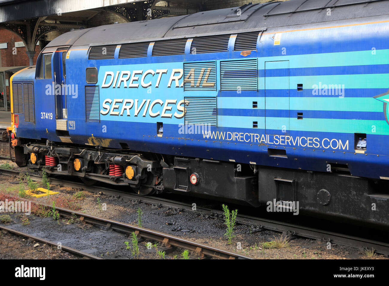 Direct Rail Services locomotive train engine, Norwich railway station ...