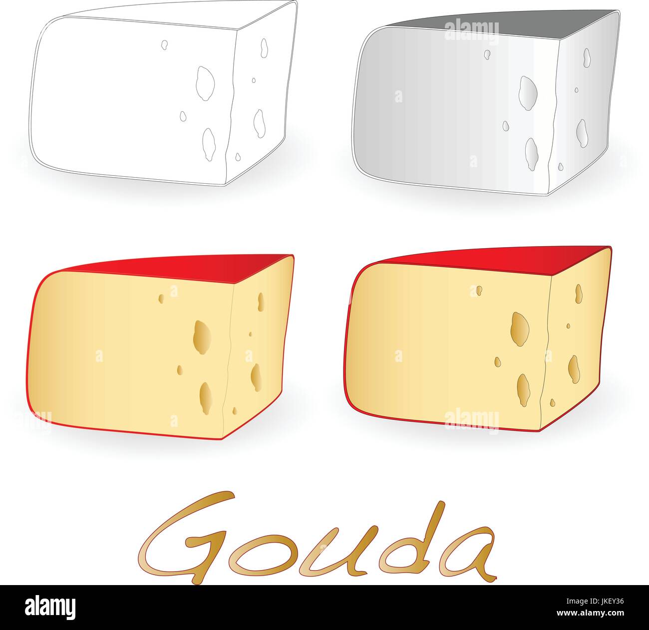 Isolated Gouda cheese illustration on a white background Stock Vector ...