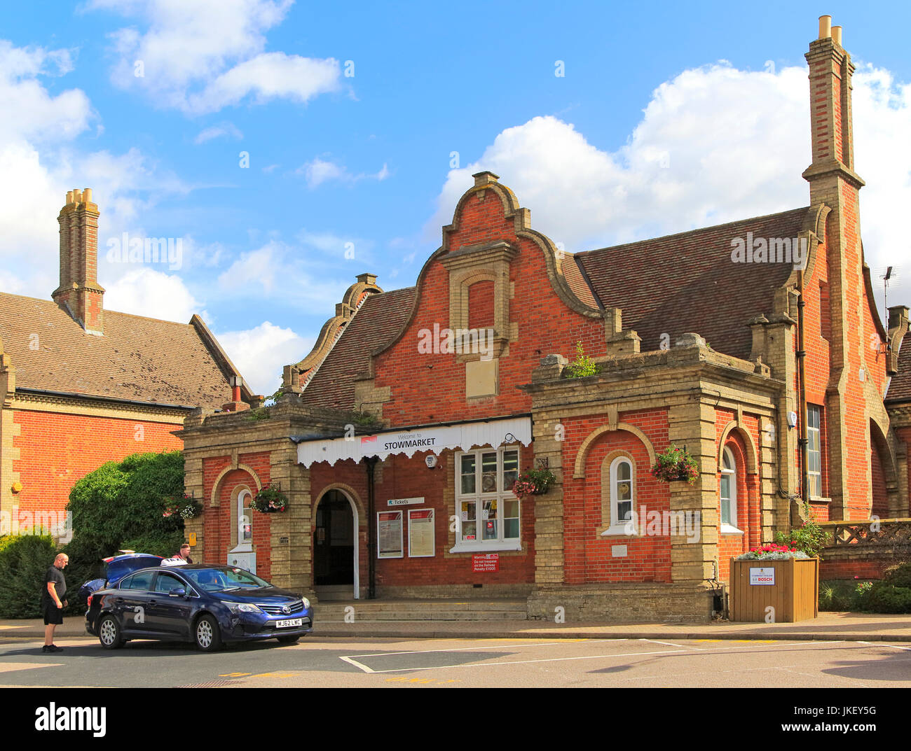 Railway train station building, Stowmarket, Suffolk, England, UK 1846 ...