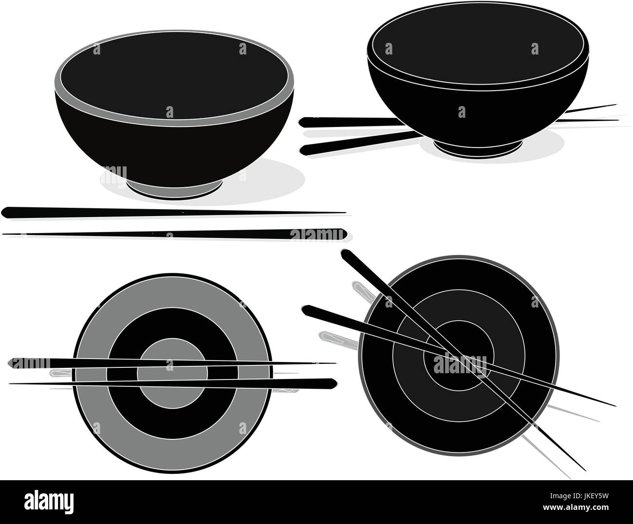 Japanese Cuisine, Illustration of Rice Donburi/Bowl/Cup Isolated set ...