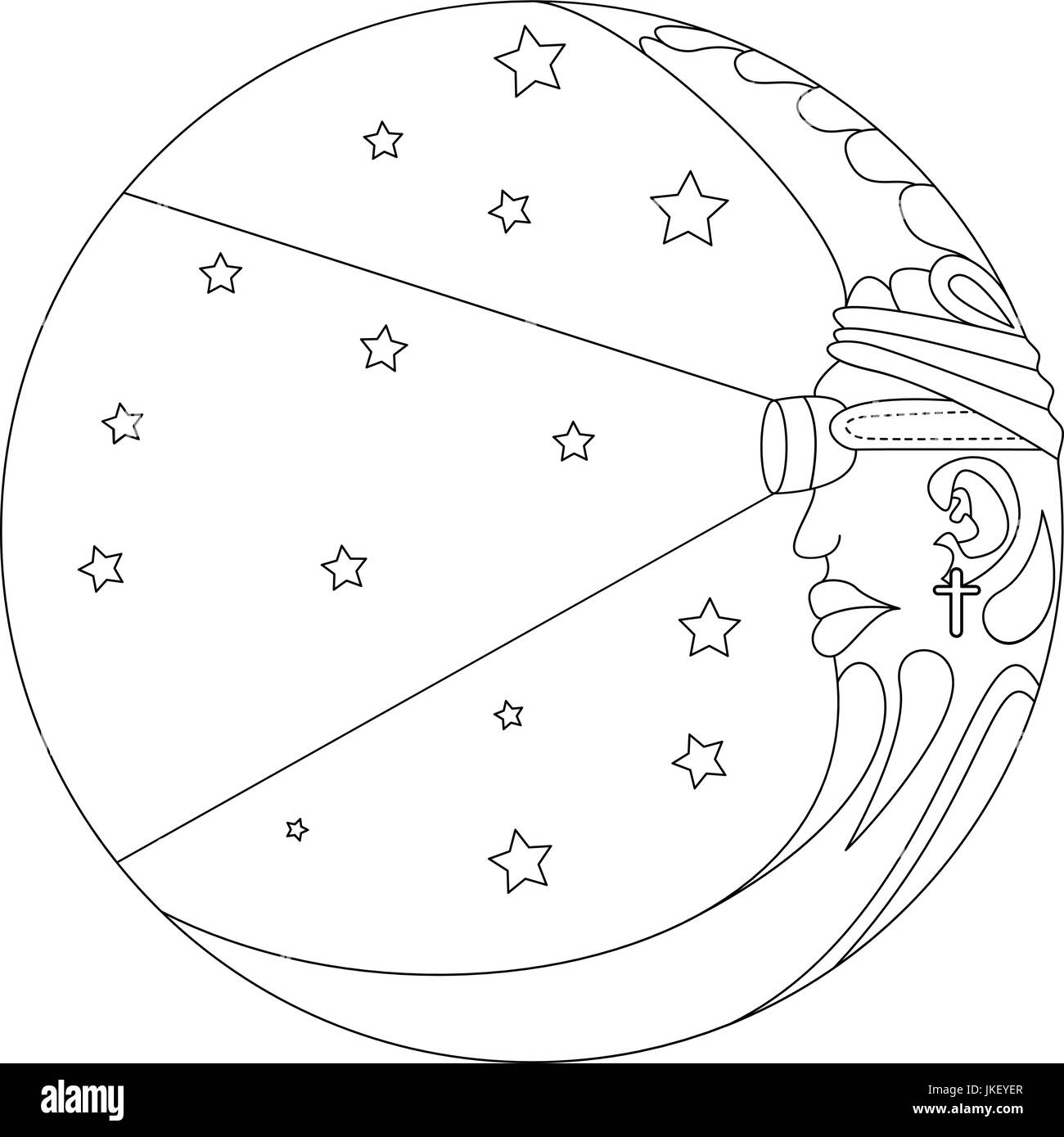 Beautiful Moon with face. Vintage hand drawn. Vector illustration for ...