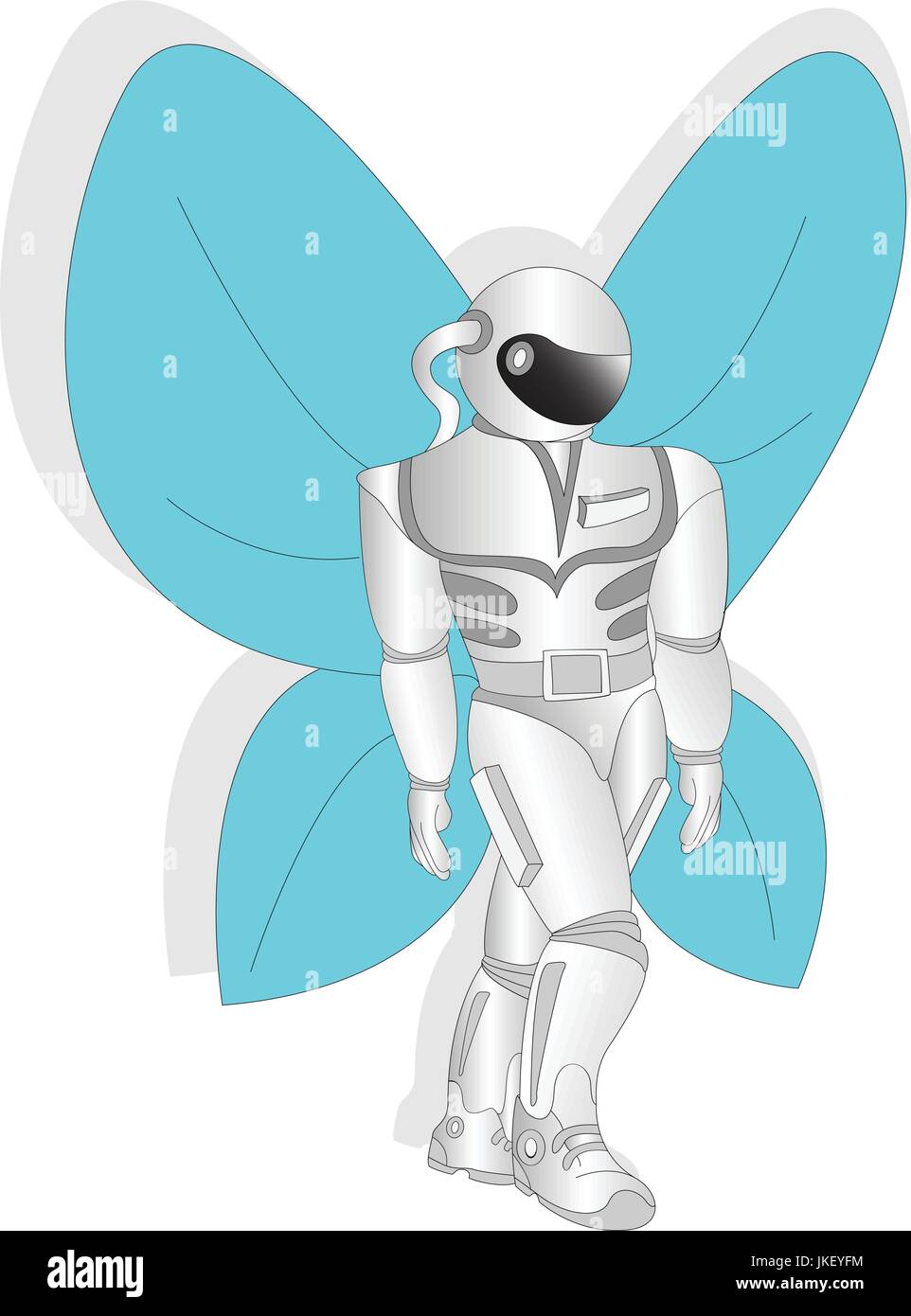 Vector illustration of cosmonaut, astronaut with butterfly wings on ...