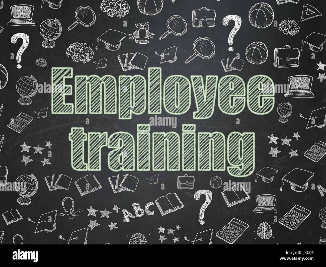 Studying concept: Employee Training on School board background Stock ...