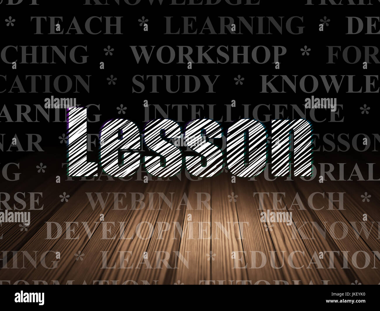 Learning concept: Lesson in grunge dark room Stock Photo - Alamy