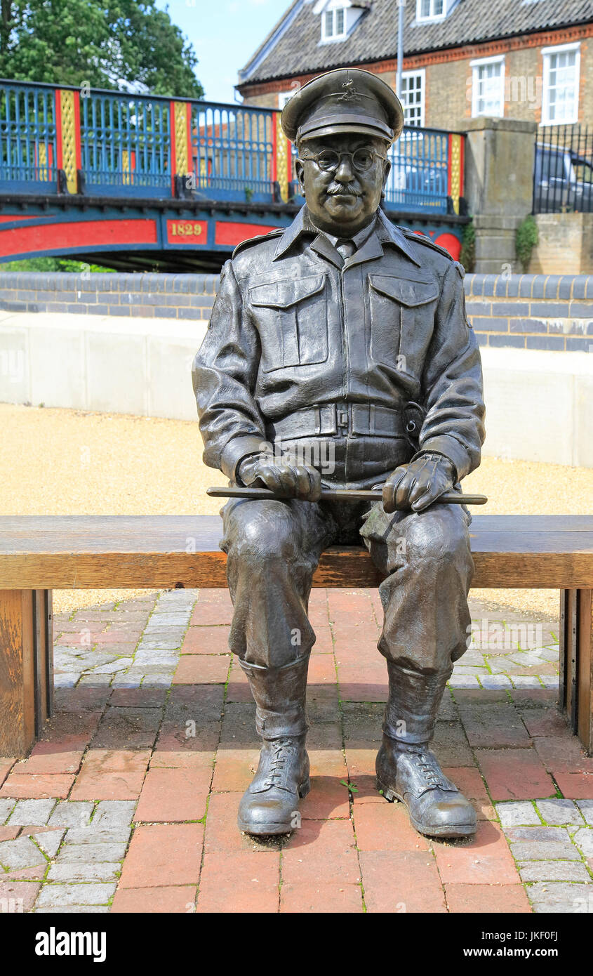 Captain Mainwaring, actor Arthur Lowe, sculpture, Thetford, Norfolk ...
