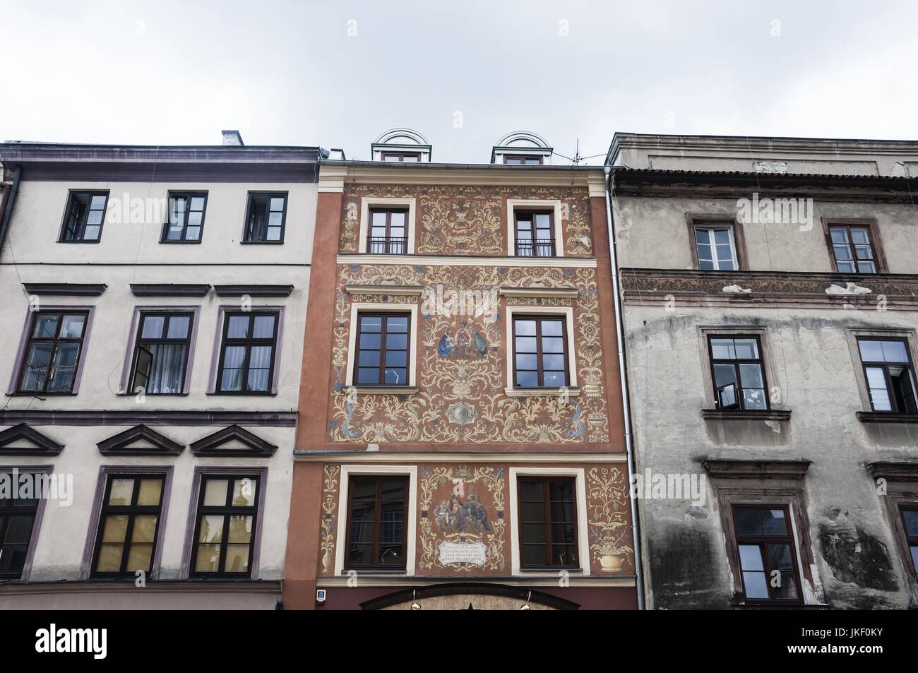 beautiful medieval tenement houses against the sky Stock Photo - Alamy