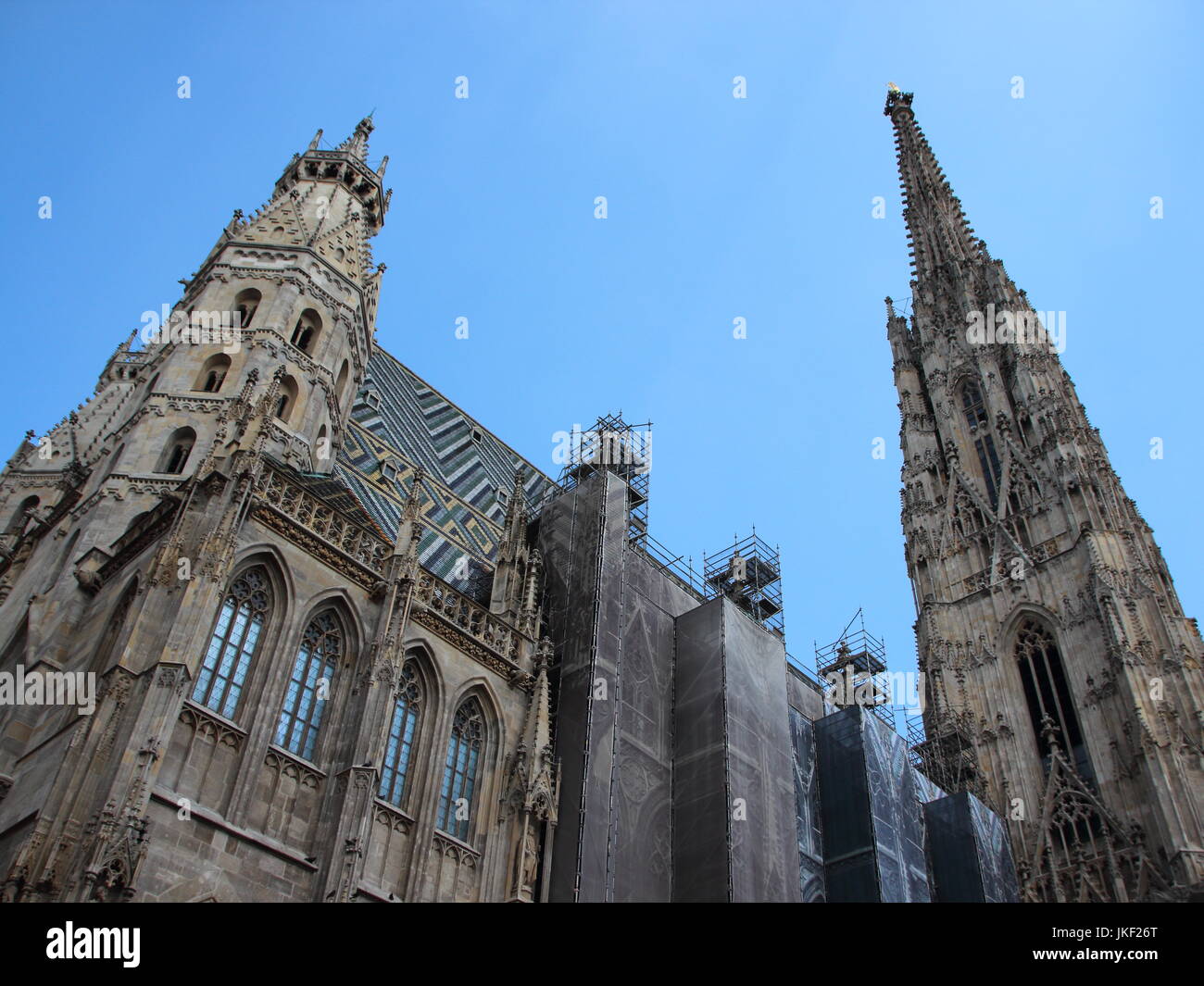 Stephansdom Church in Vienna Austria under repair with Blue Sky Stock ...