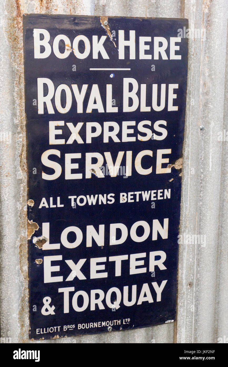 Enamel express coach travel sign from a bygone era in the Haynes ...
