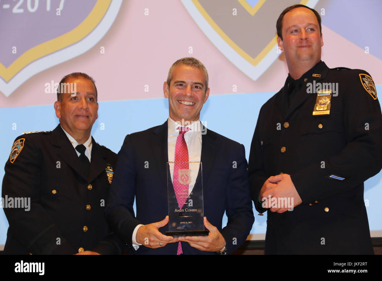 Andy Cohen receives an award at the 2017 NYPD Pride Celebration at NYPD ...