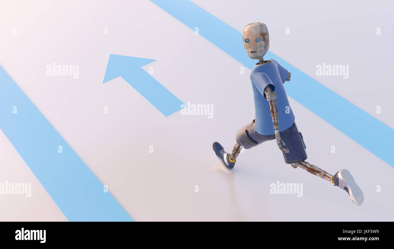 Robot running away, 3d rendering Stock Photo - Alamy