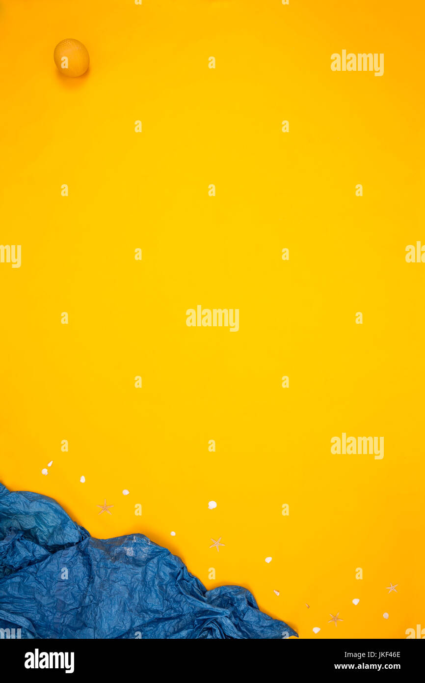 Yellow beach with sun and sea Stock Photo - Alamy