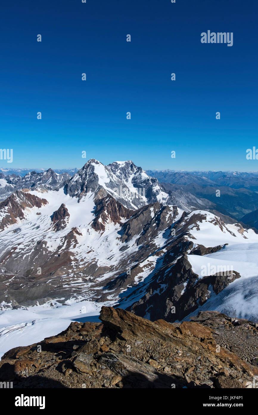 Italy, Lombardia, Valfurva, Mount Gran Zebrù in early Summer Stock ...
