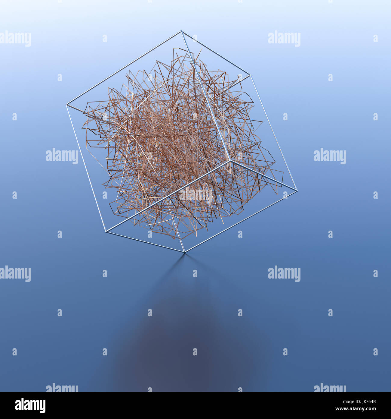 Lines inside transparent cube, 3d rendering Stock Photo - Alamy