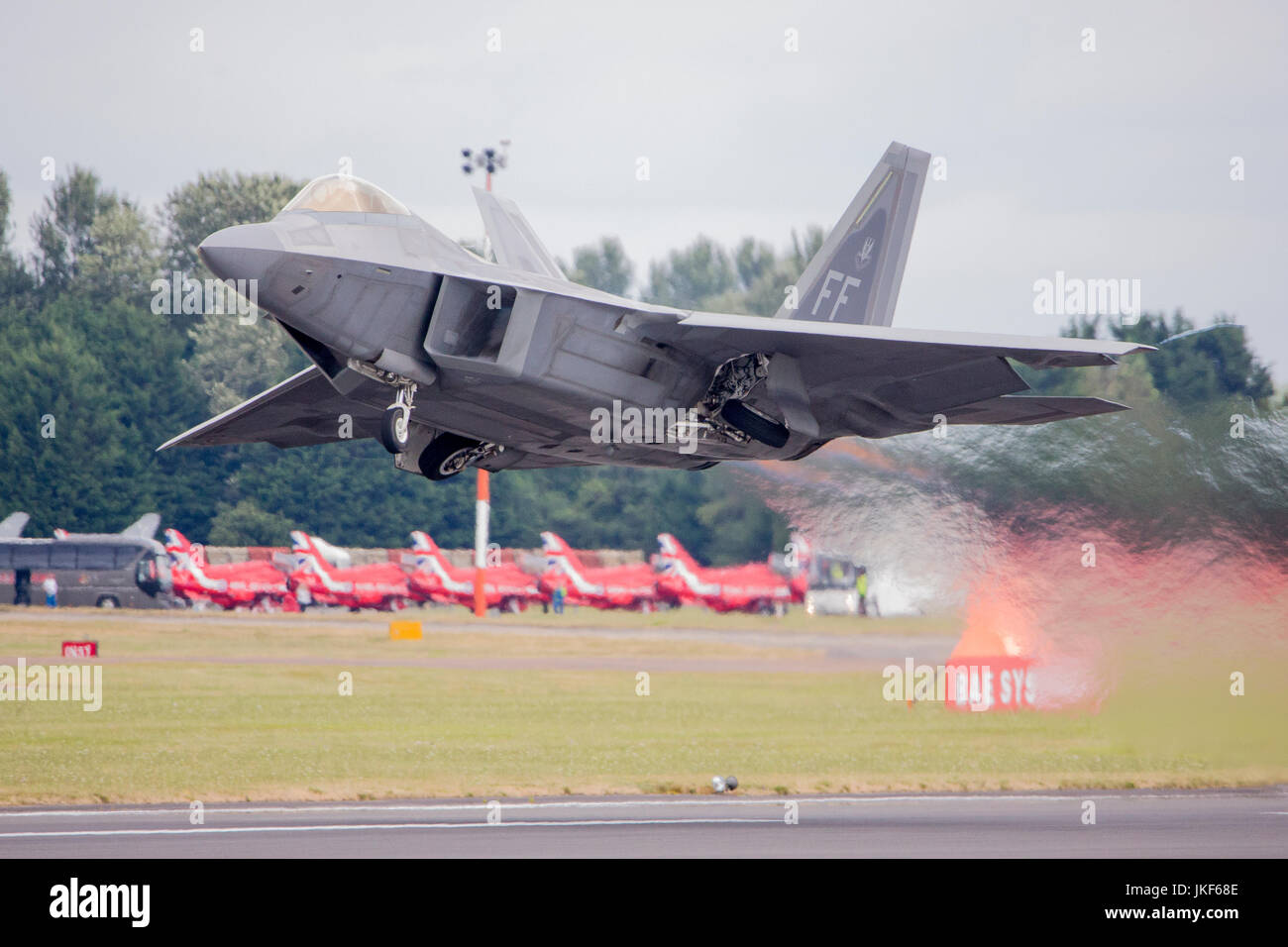 An American Lockheed Martin F-22 Raptor showed a great display at the ...
