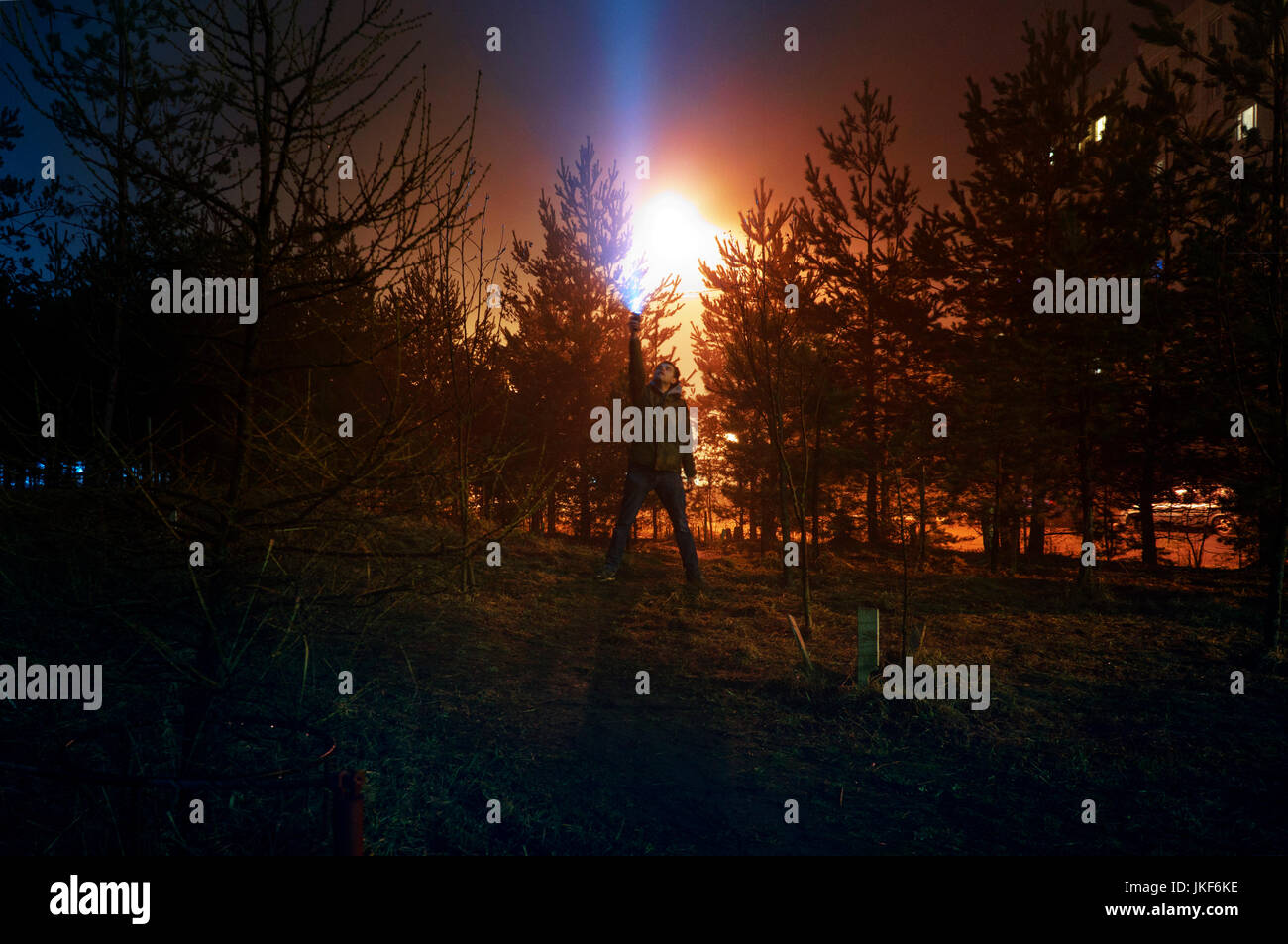 Man flashlight beam hi-res stock photography and images - Alamy