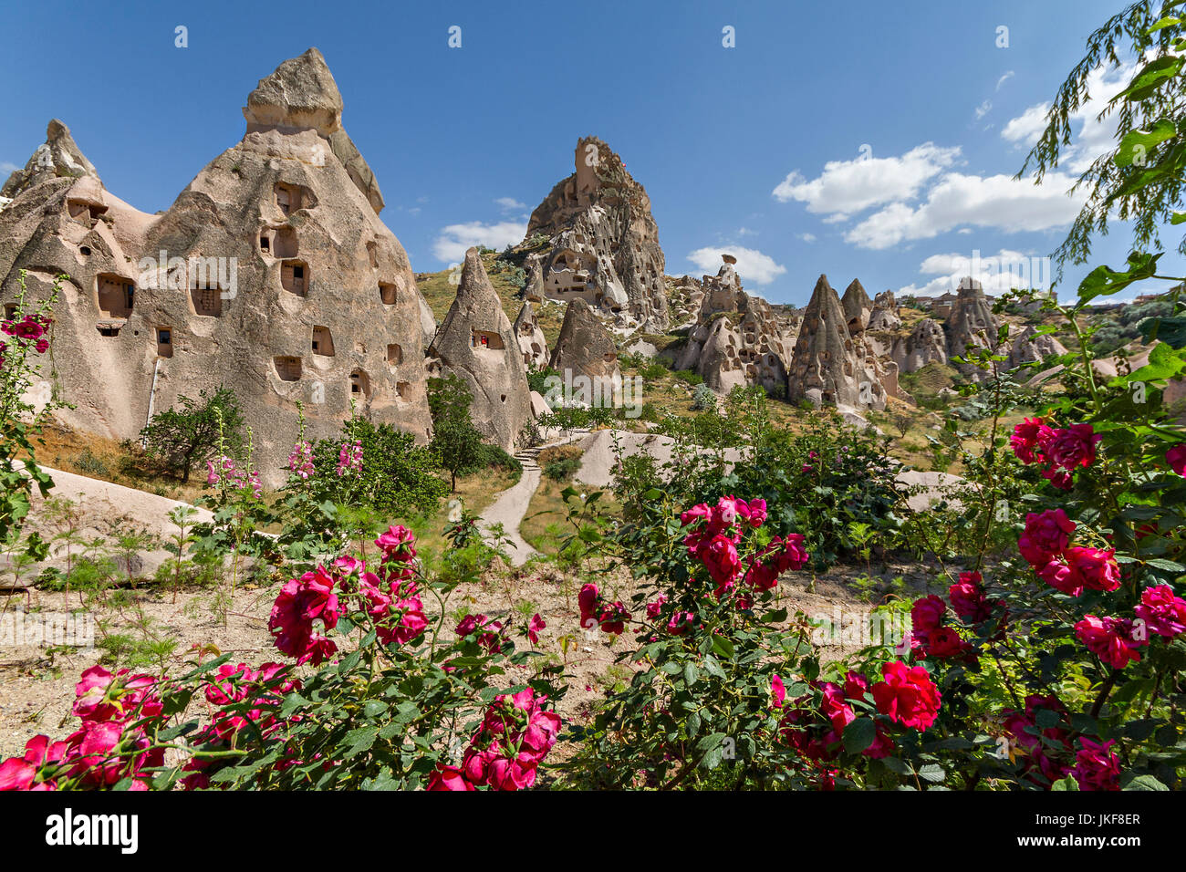 Volcanic rock formations known as fairy chimneys and extreme terrain of ...