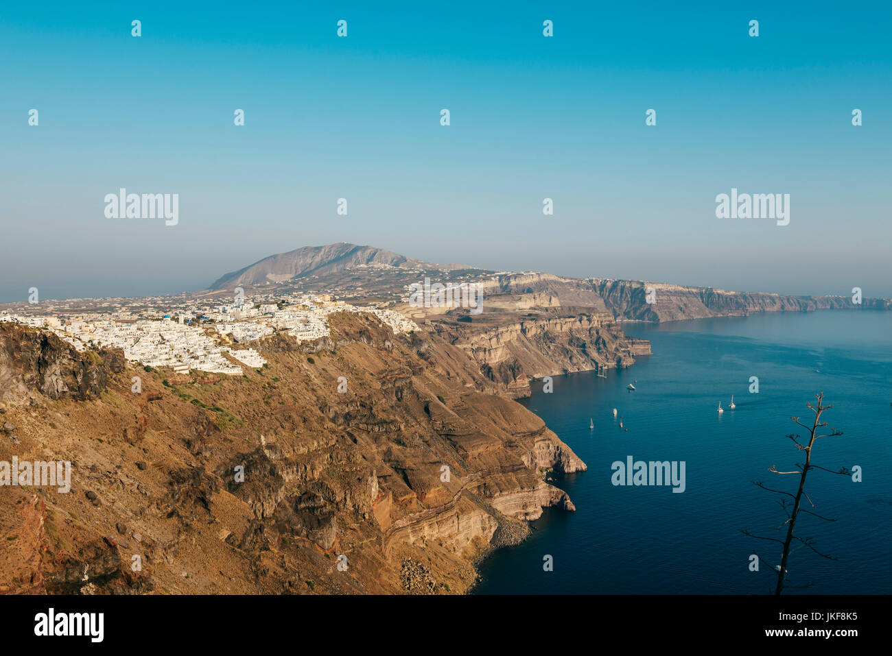Fira, Santorini, Greece. The white village of Fira on the caldera side ...