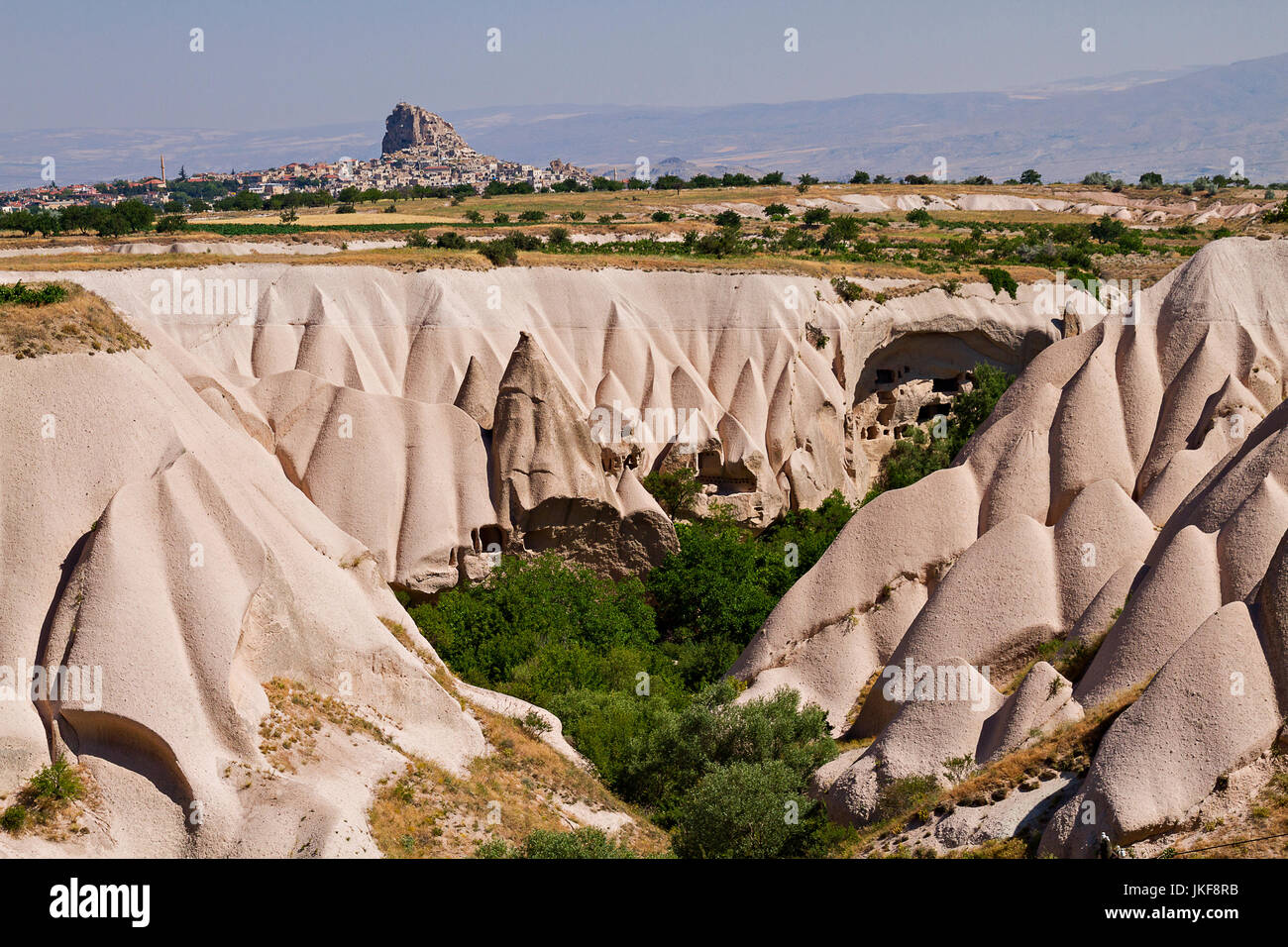 Volcanic rock formations known as fairy chimneys and extreme terrain of ...