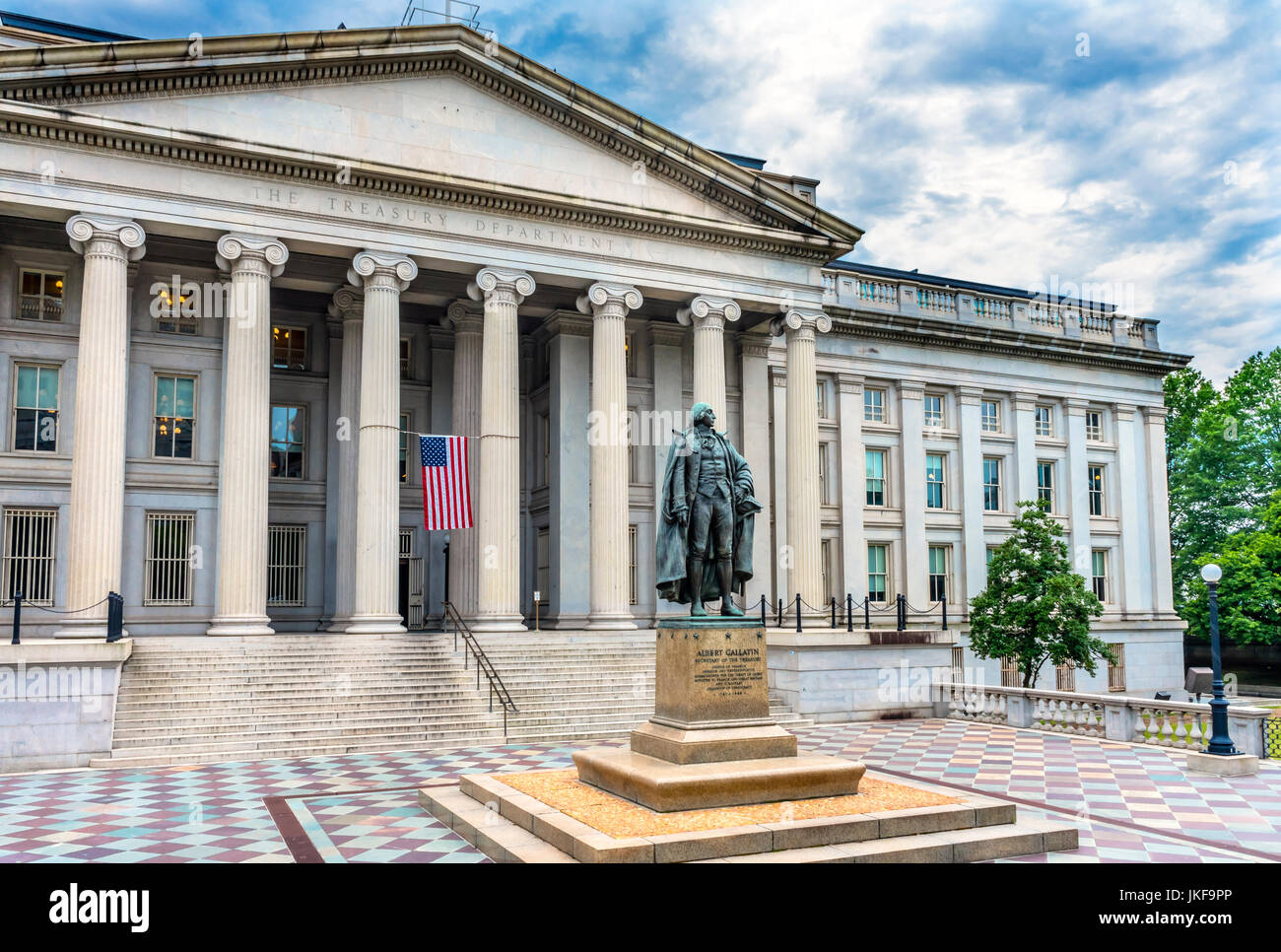Albert Gallatin Statue US Flag US Treasury Department Washington DC ...