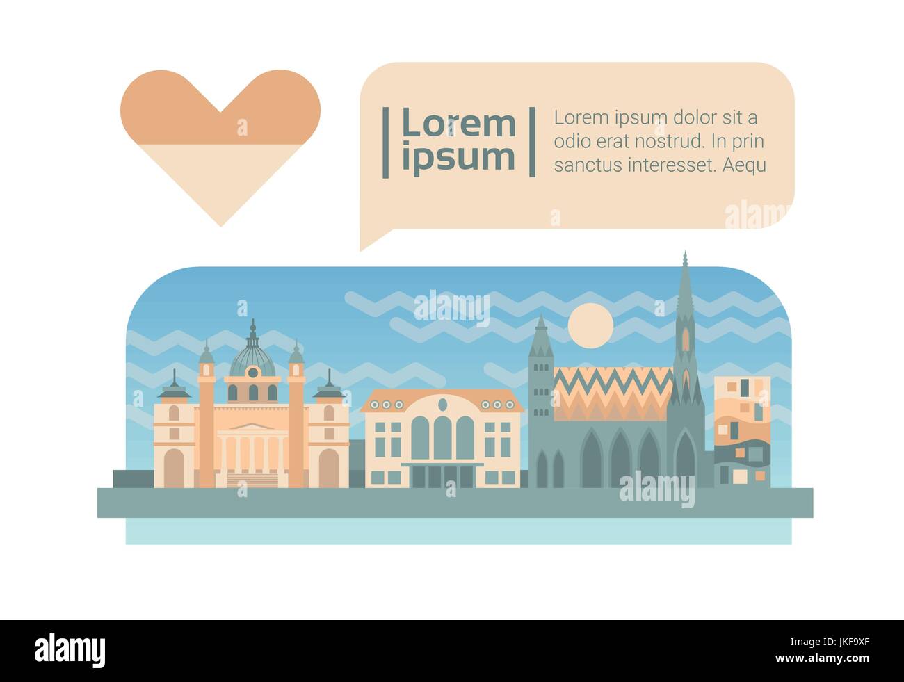 Vienna Street City Panorama Facade Skyline Cartoon Stock Vector Image ...