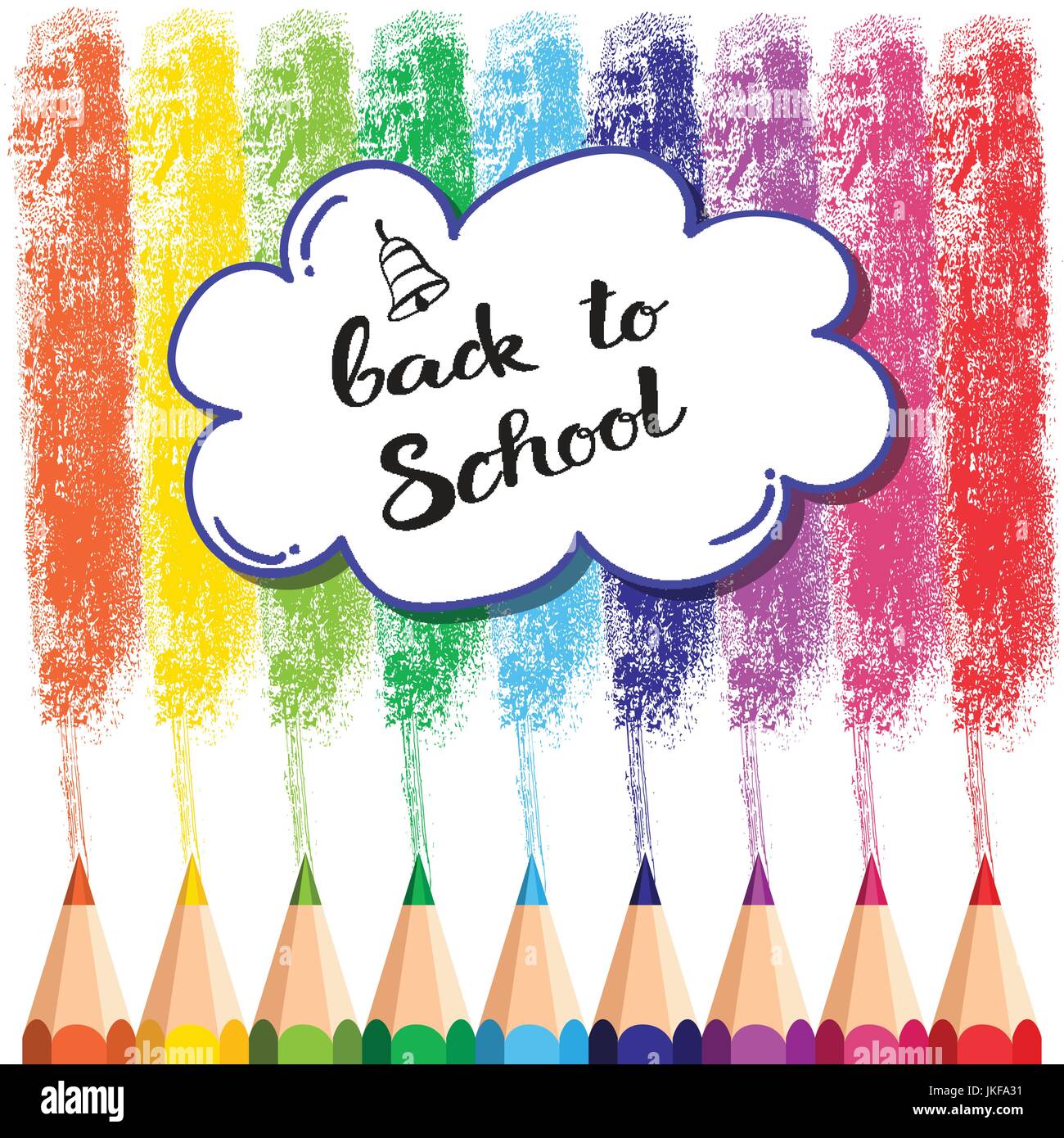 Back To School Poster Colorful Crayons Pencils Brush Strokes On White ...