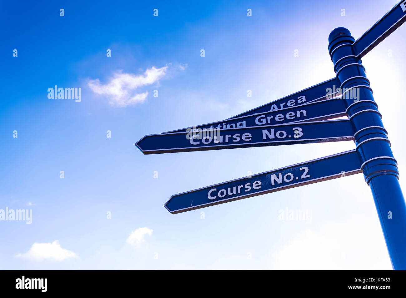 Golf courses direction sign Stock Photo - Alamy