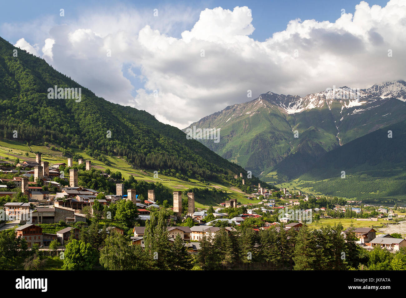 Ancient town Mestia, in the Caucasus Mountains, Georgia Stock Photo - Alamy