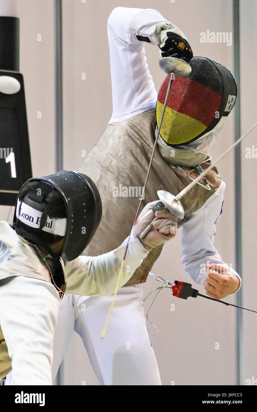Leipzig, Germany. 23rd July, 2017. German foil fencer Peter Joppich (R ...