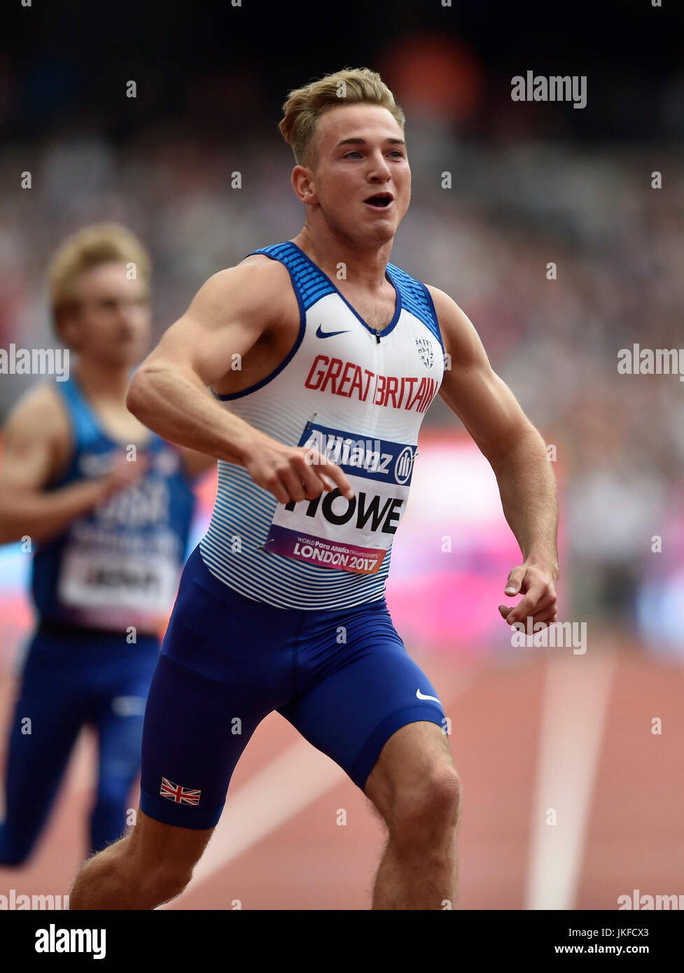 London, UK. 23rd July, 2017. Jordan Howe (GBR) celebrates winning the ...