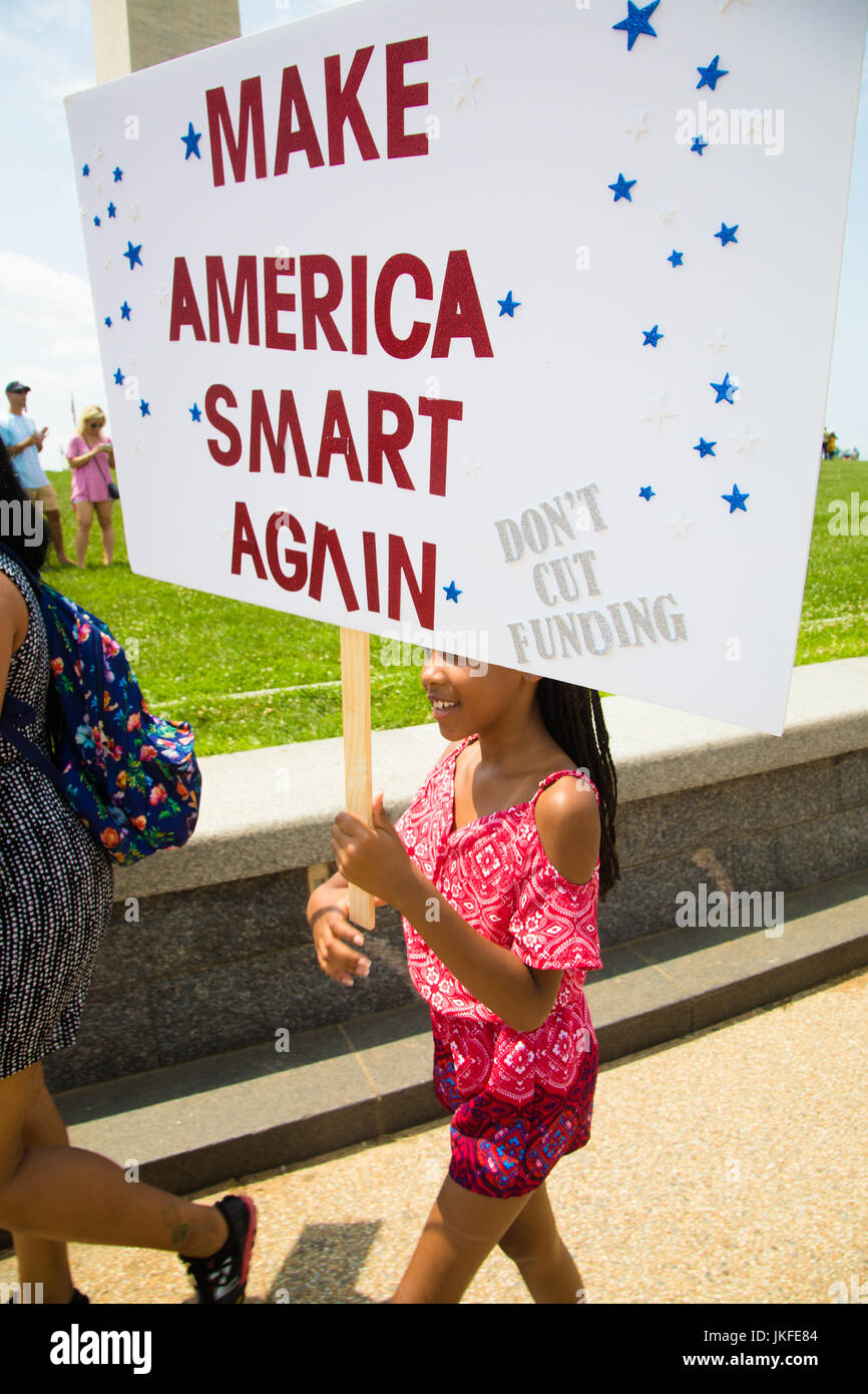 "Make America Smart Again" says this young demonstrator at the "March ...