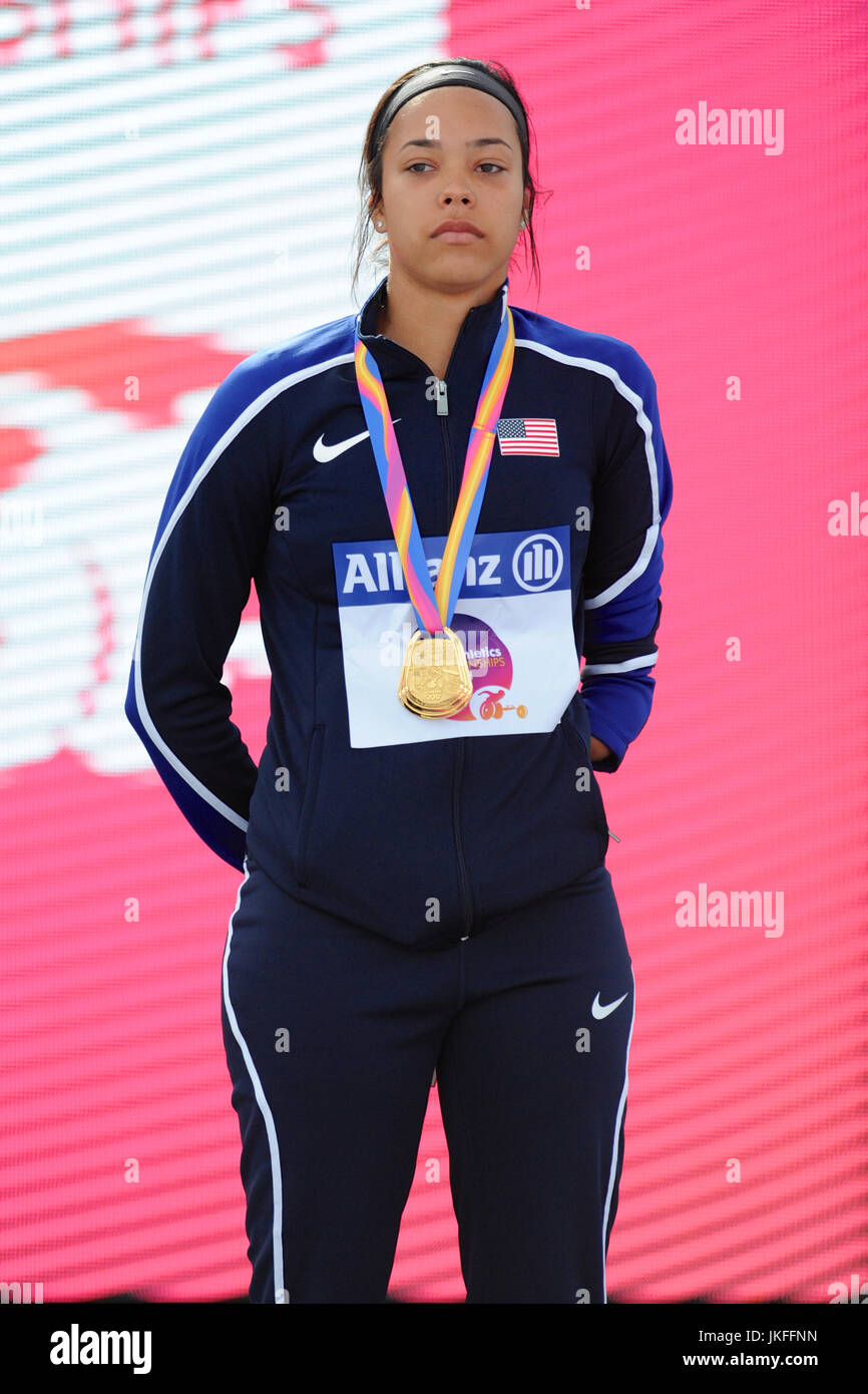 Taleah Williams (USA) on the podium with her gold medal for winning the ...