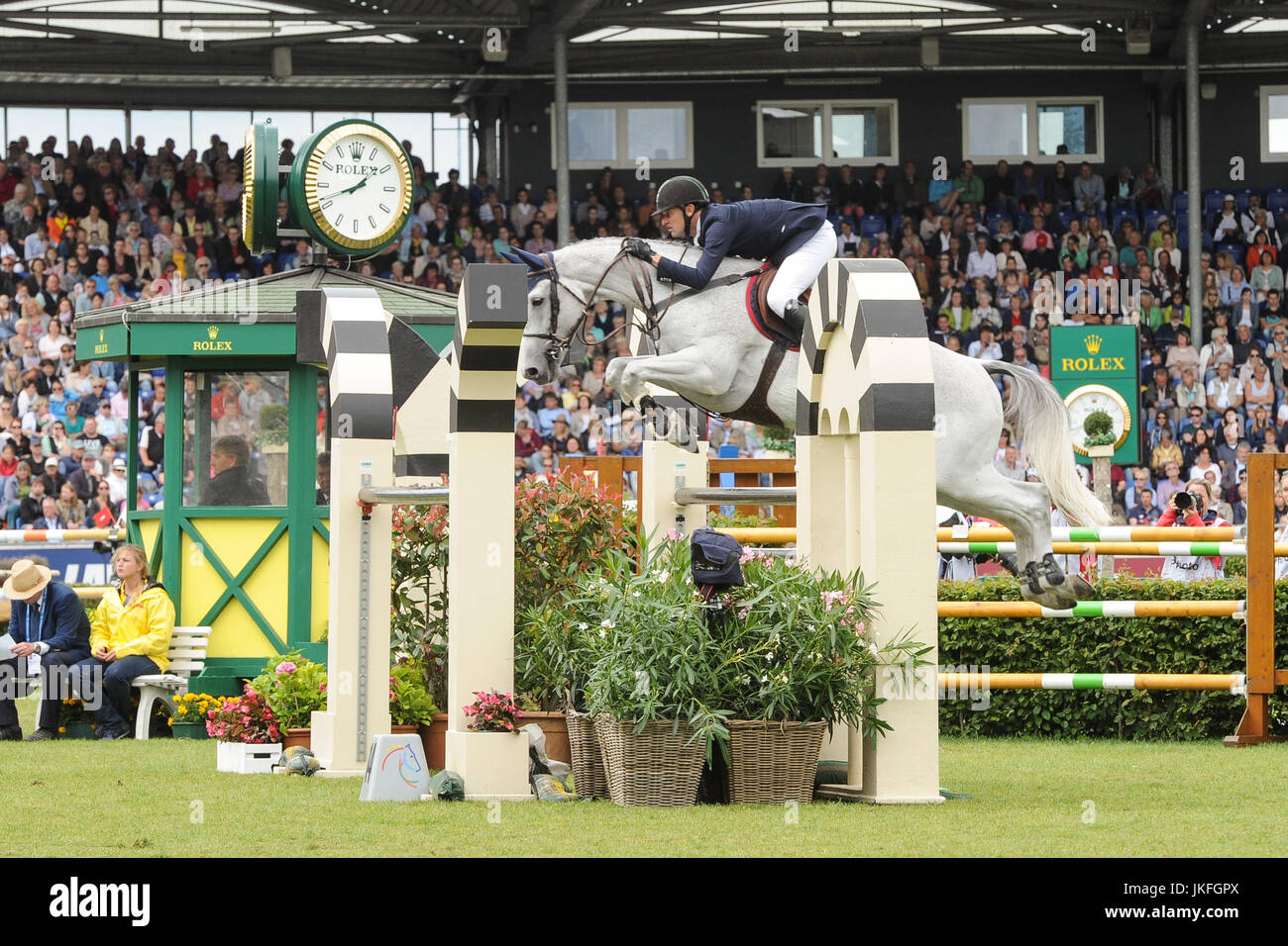 Aachen, Germany. 23rd July, 2017. Showjumper Eduardo Menezes on horse ...