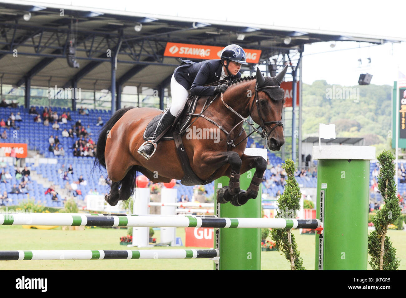 Aachen, Germany. 23rd July, 2017. Showjumper Catherine van Roosbroeck ...