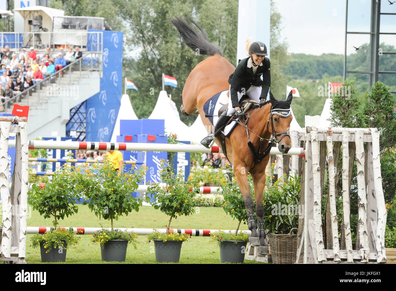 Aachen, Germany. 23rd July, 2017. Showjumper Laura Klaphake on horse ...