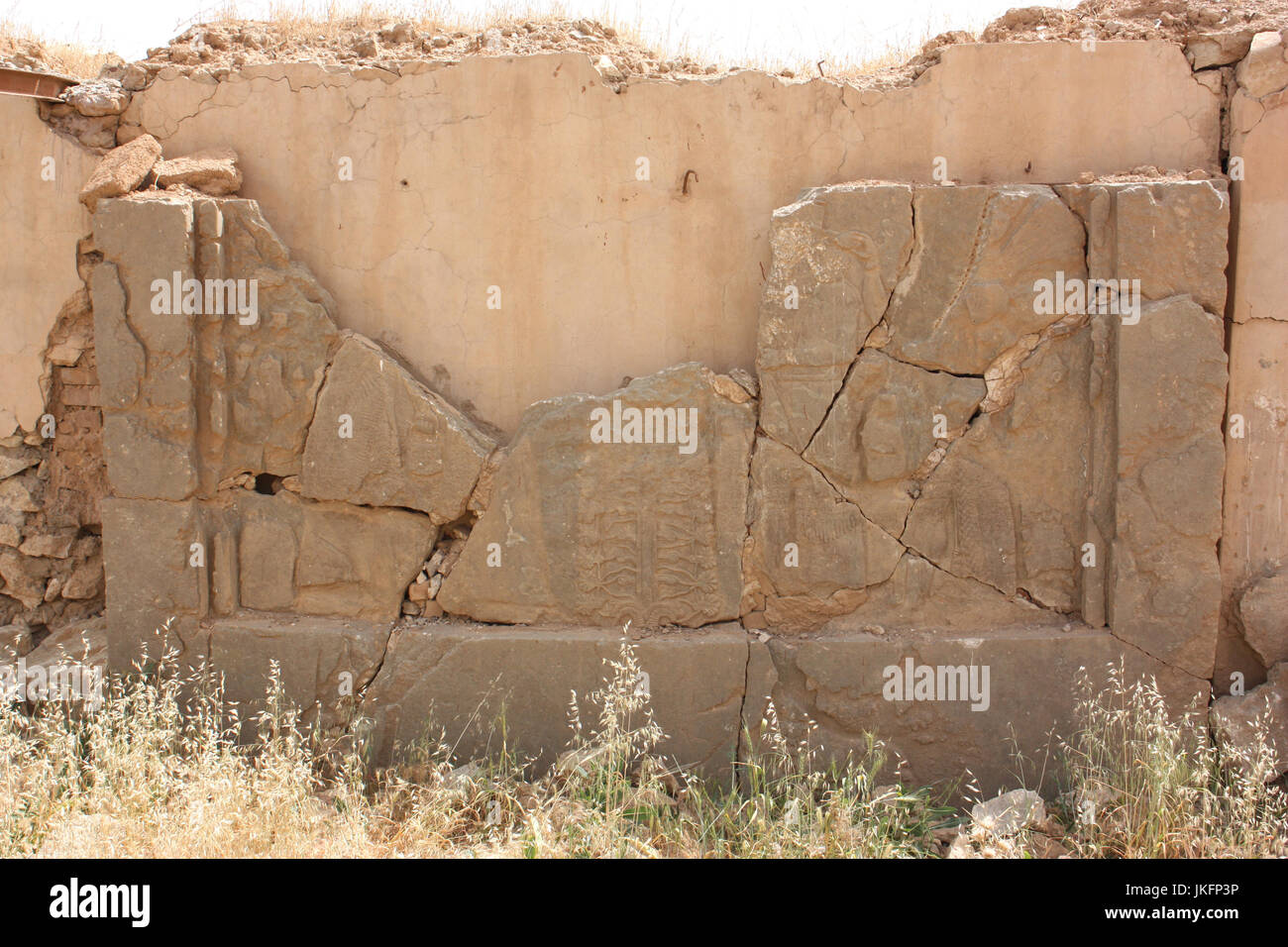 Nimrud, Iraq. 11th May, 2017. Picture of a destroyed mural relief from ...