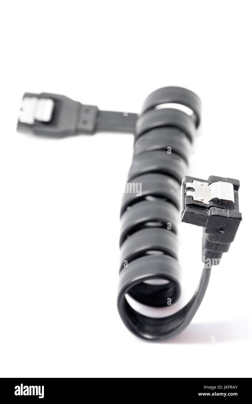 Serial ATA data cable and plug on white background Stock Photo - Alamy