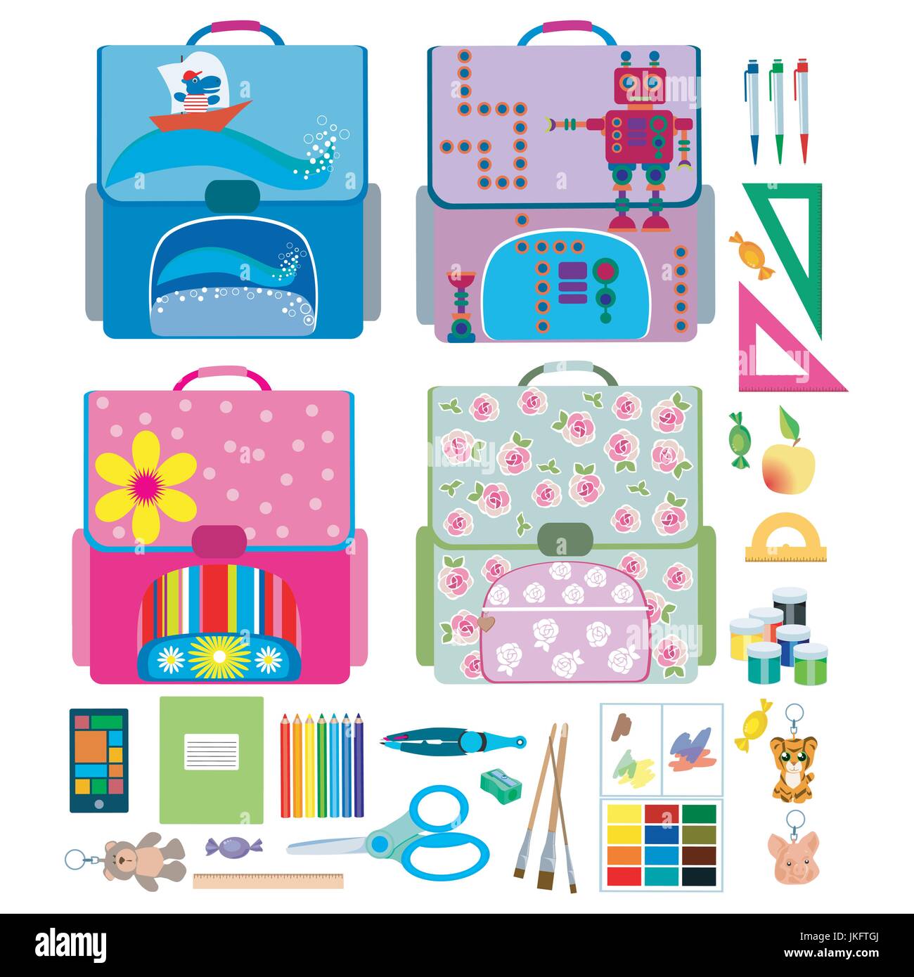 School supplies cartoon Cut Out Stock Images & Pictures - Alamy