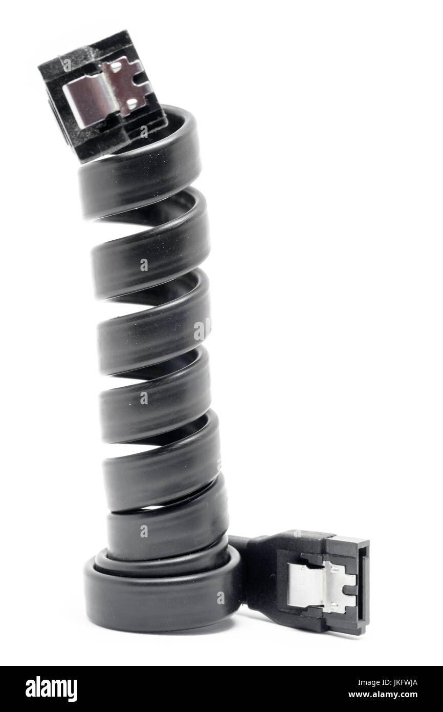 Serial ATA data cable and plug on white background Stock Photo - Alamy