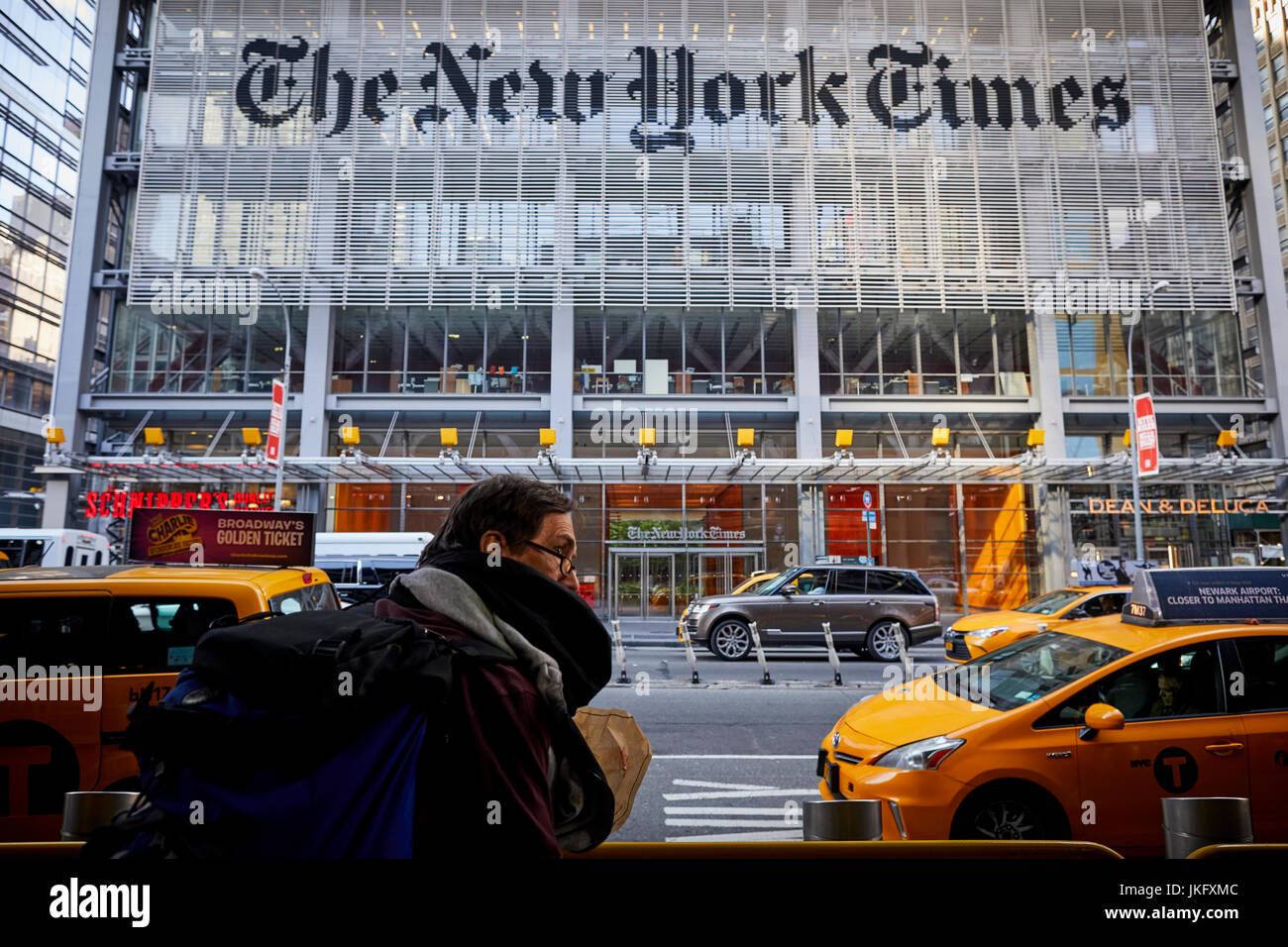 New York City, Manhattan, sign from the outside of the New York Times ...