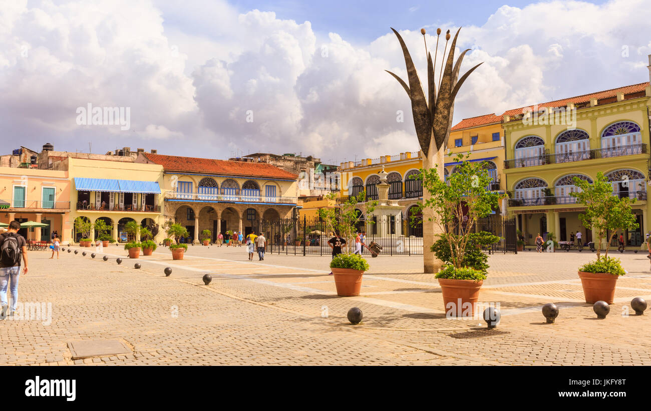 Restored historic architecture with restaurants and cafes in La Plaza ...