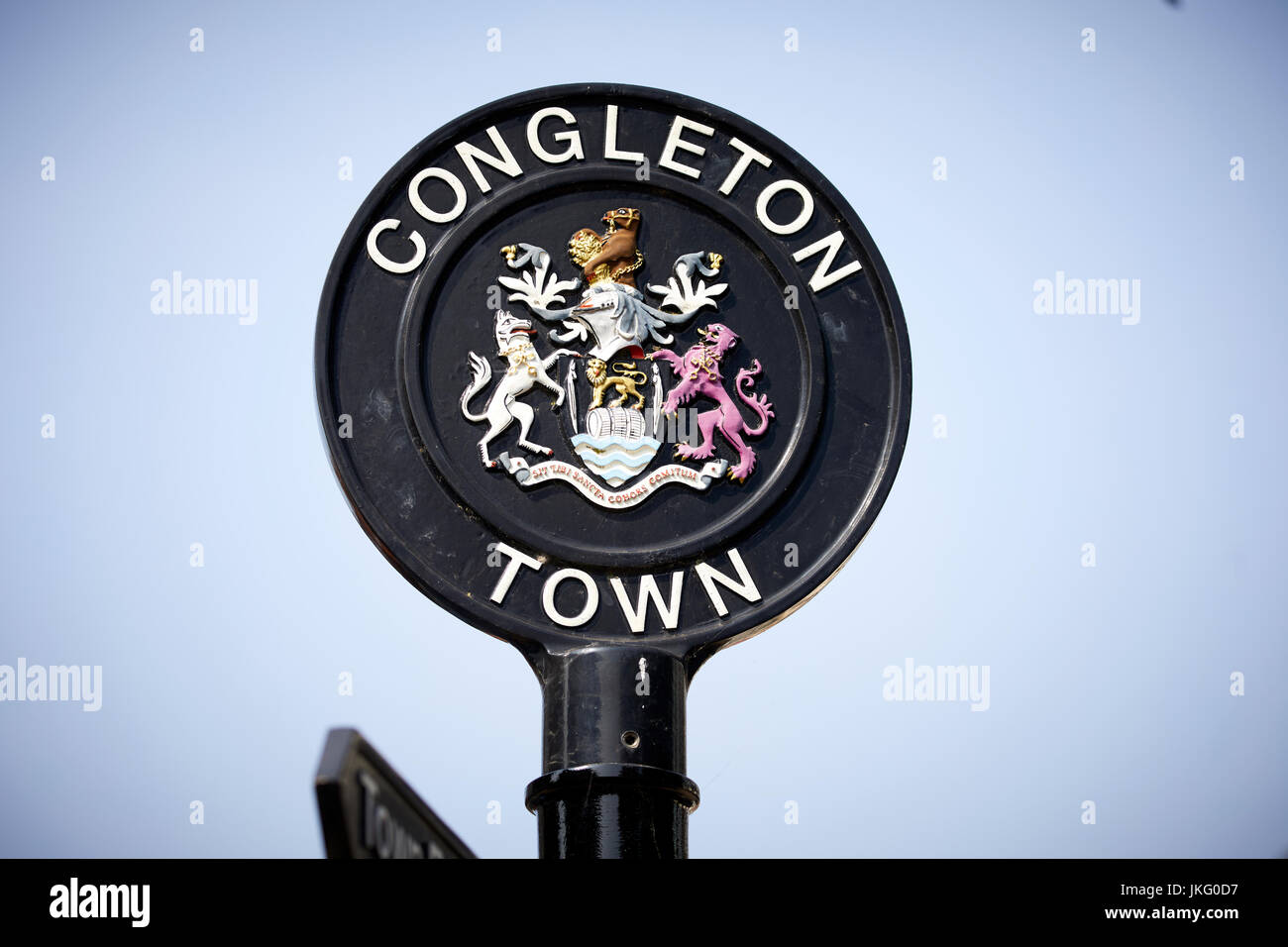 Cast metal tourist sign Congleton Town Centre, Cheshire, England Stock ...