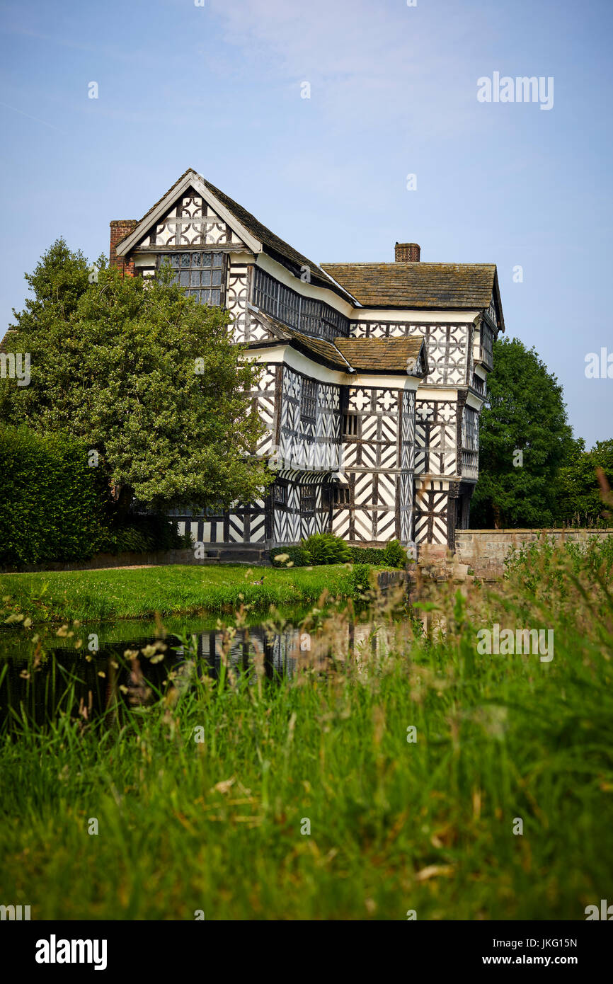 Little Moreton Hall, or Old Moreton Hall, moated half-timbered tudor ...