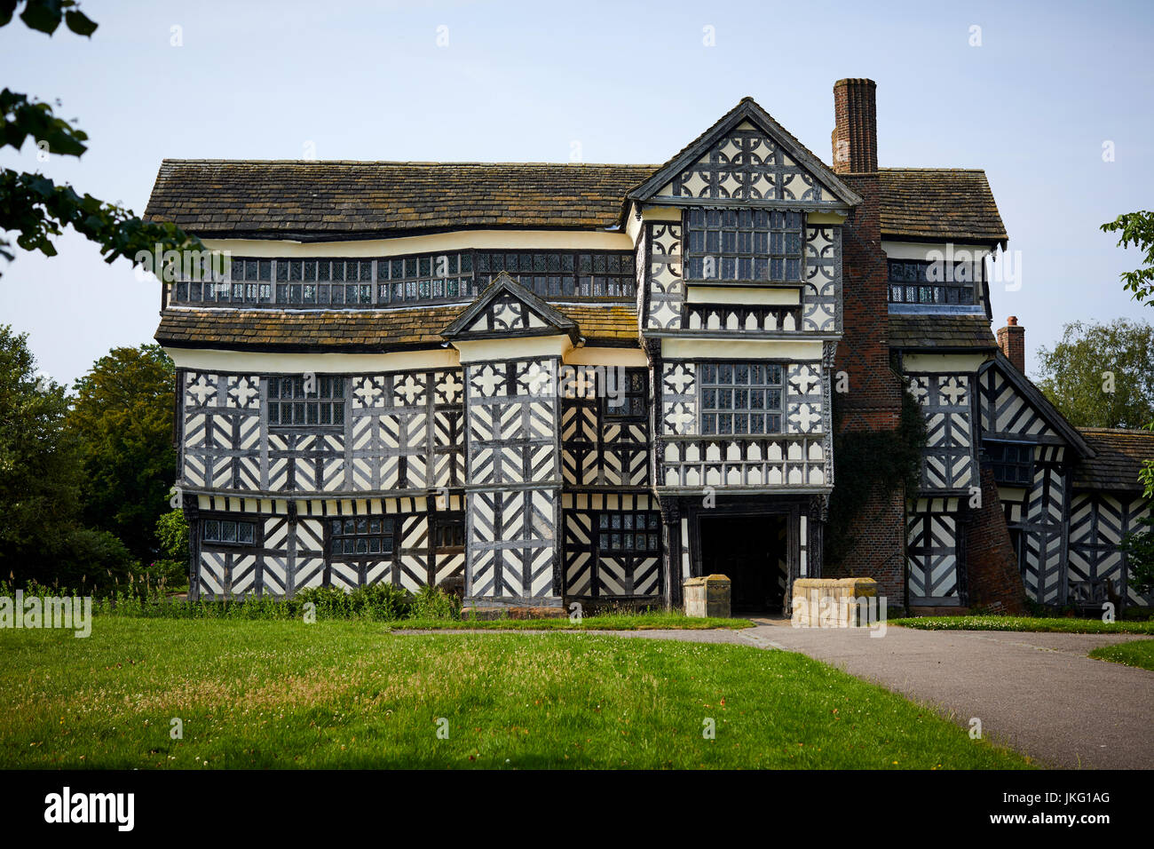 Little Moreton Hall, or Old Moreton Hall, moated half-timbered tudor ...